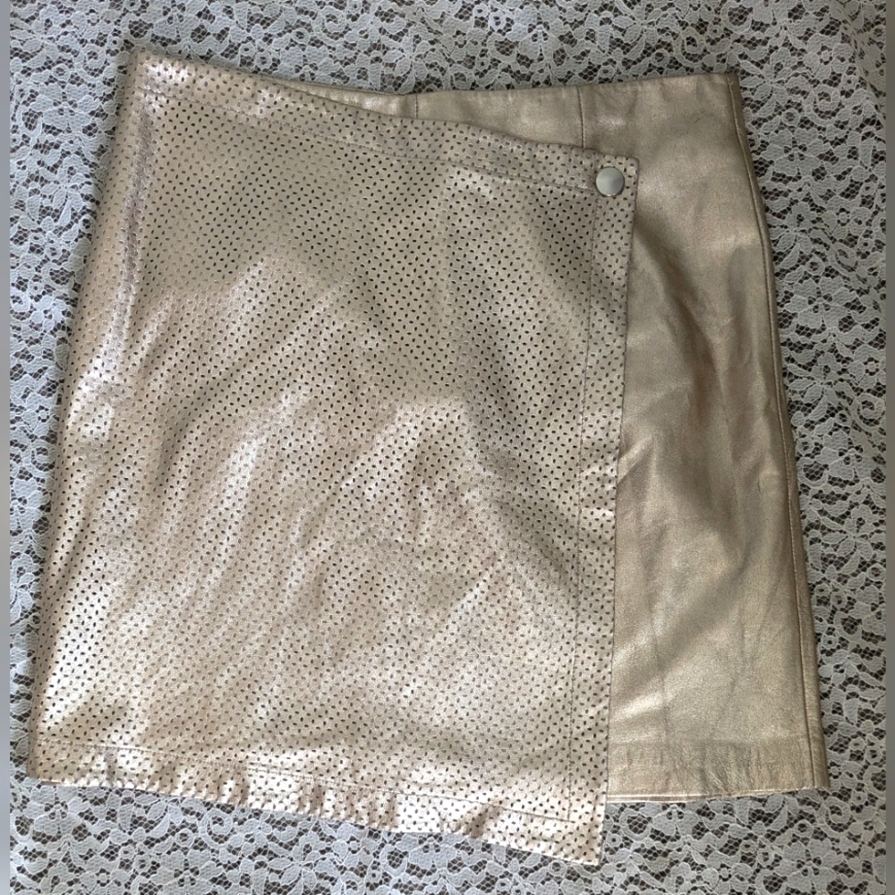 Y2k Gold Leather Perforated Faux Wrap - Gem